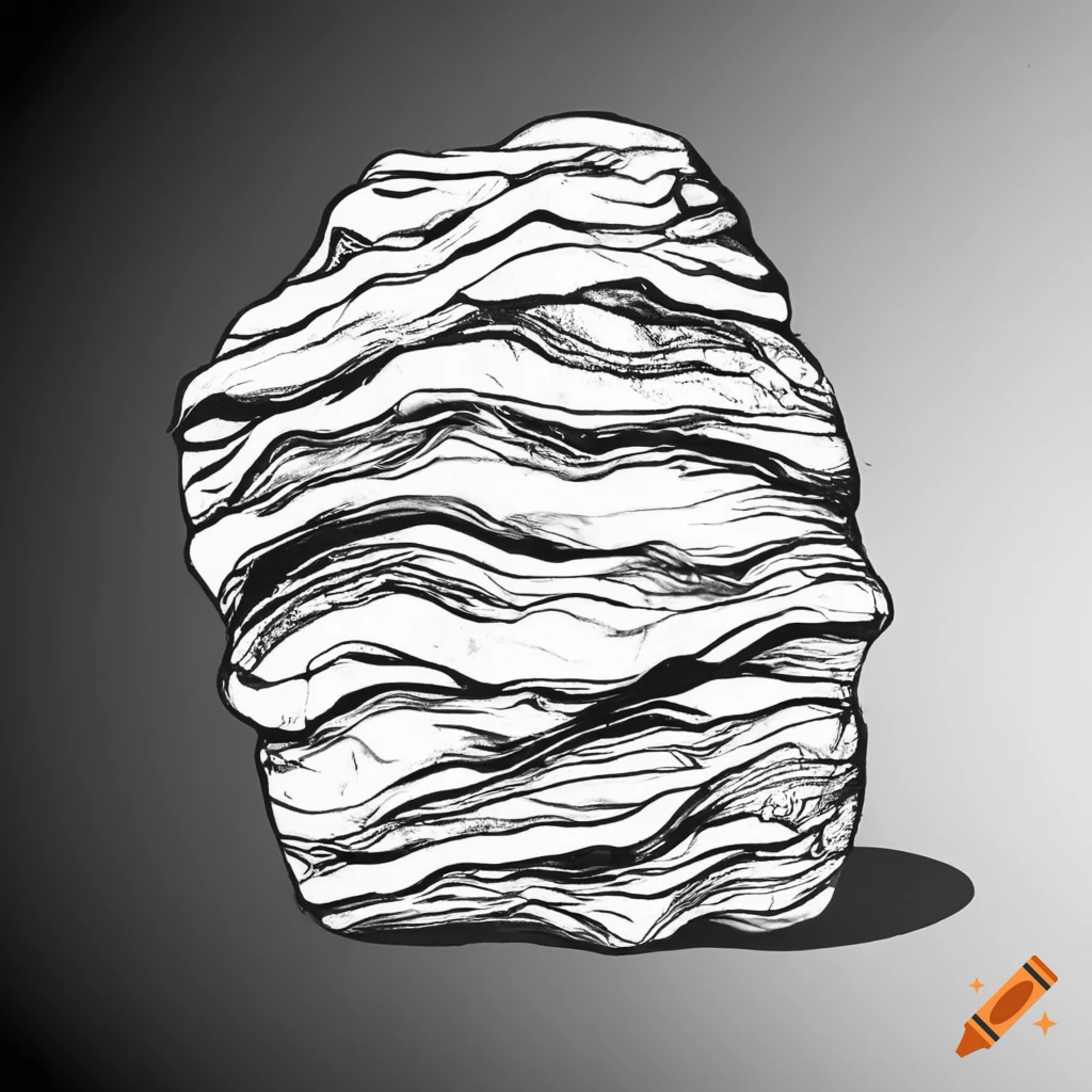 Muskovit Glimmer rocks in black and white on Craiyon