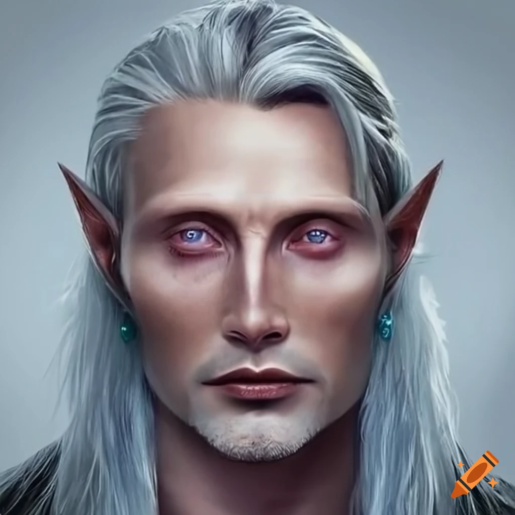 Fantasy elf with unique features and light blue skin on Craiyon