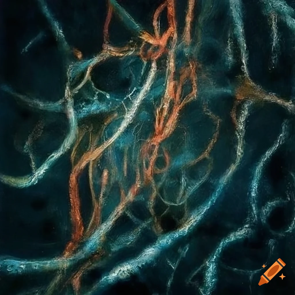 Nematode under microscope in a winter forest impressionism art on Craiyon