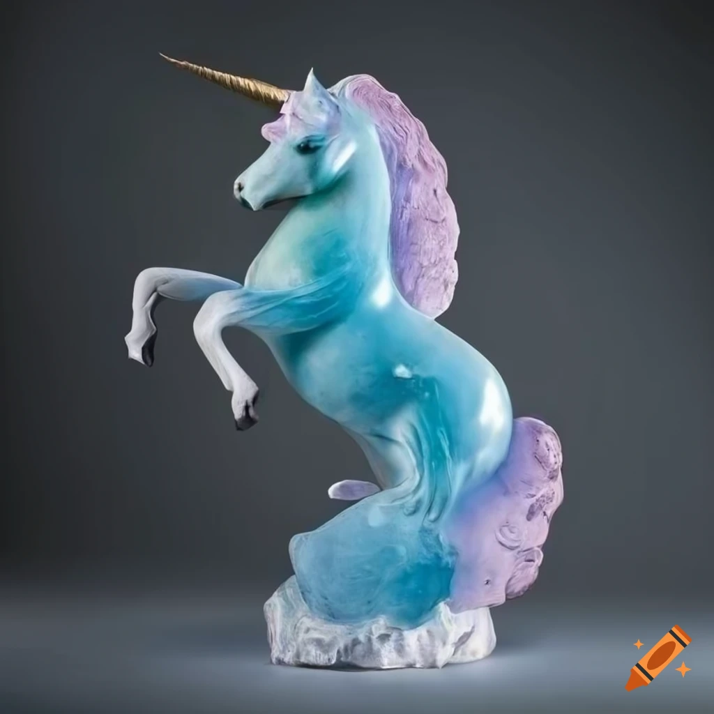 Celestite unicorn statue on Craiyon