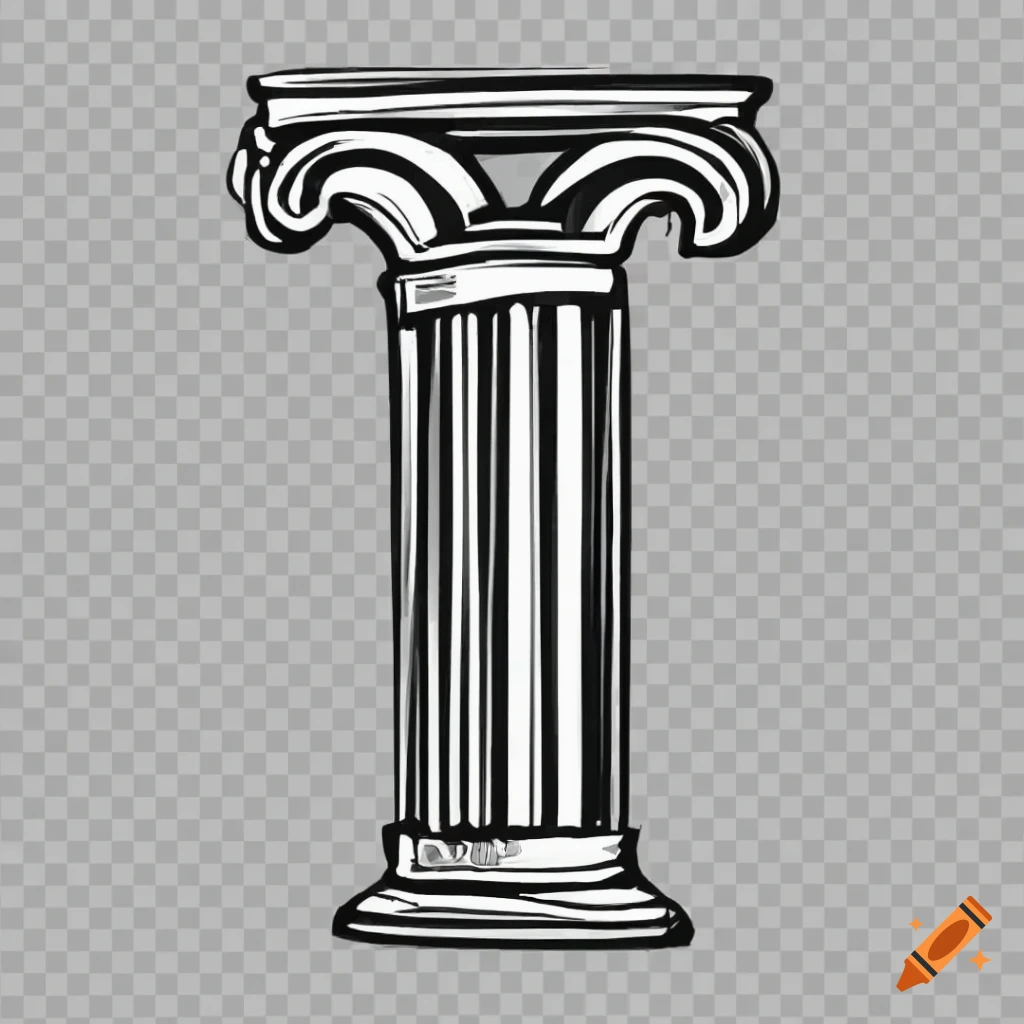 Cartoon black roman column on Craiyon