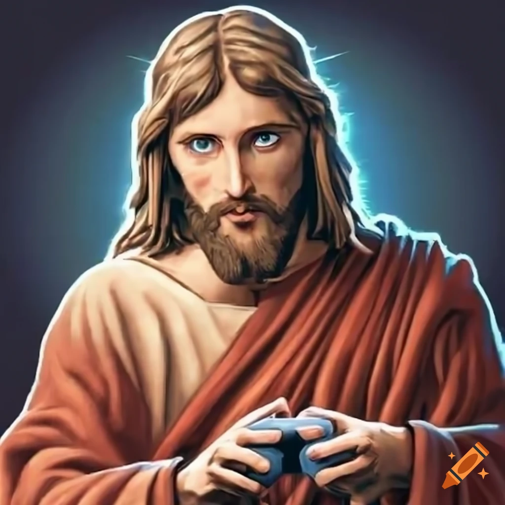 Jesus playing video games on Craiyon