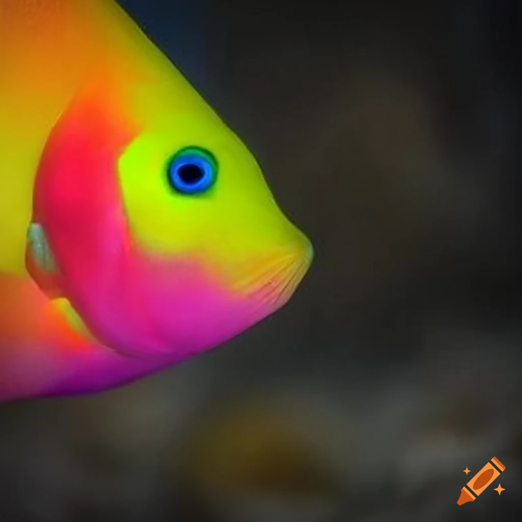 Vibrant pink and yellow neon fish on Craiyon