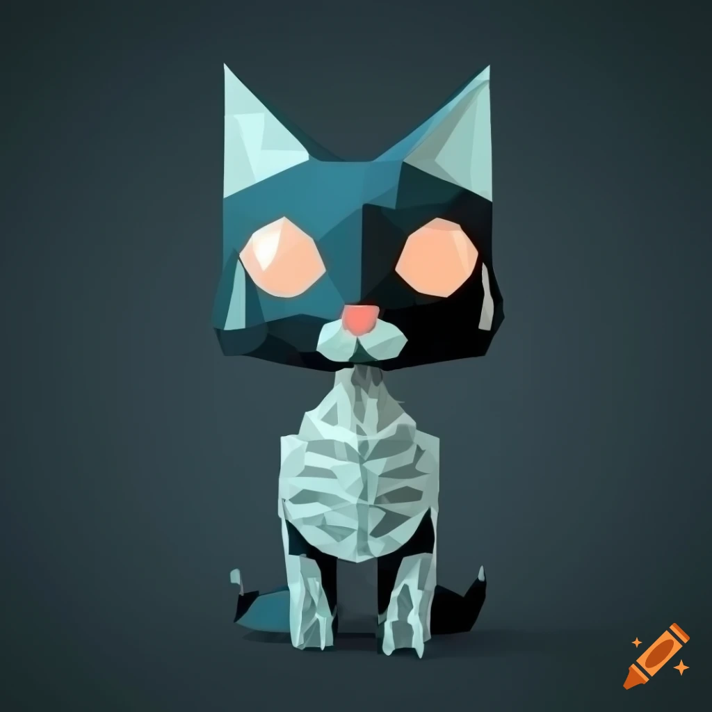 Low-poly chibi black kitty cat skeleton on Craiyon
