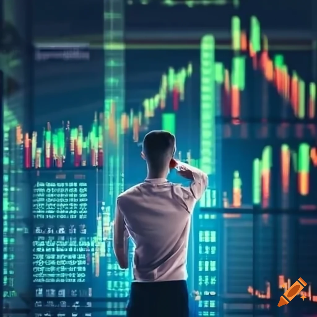 Young man trading stocks on Craiyon