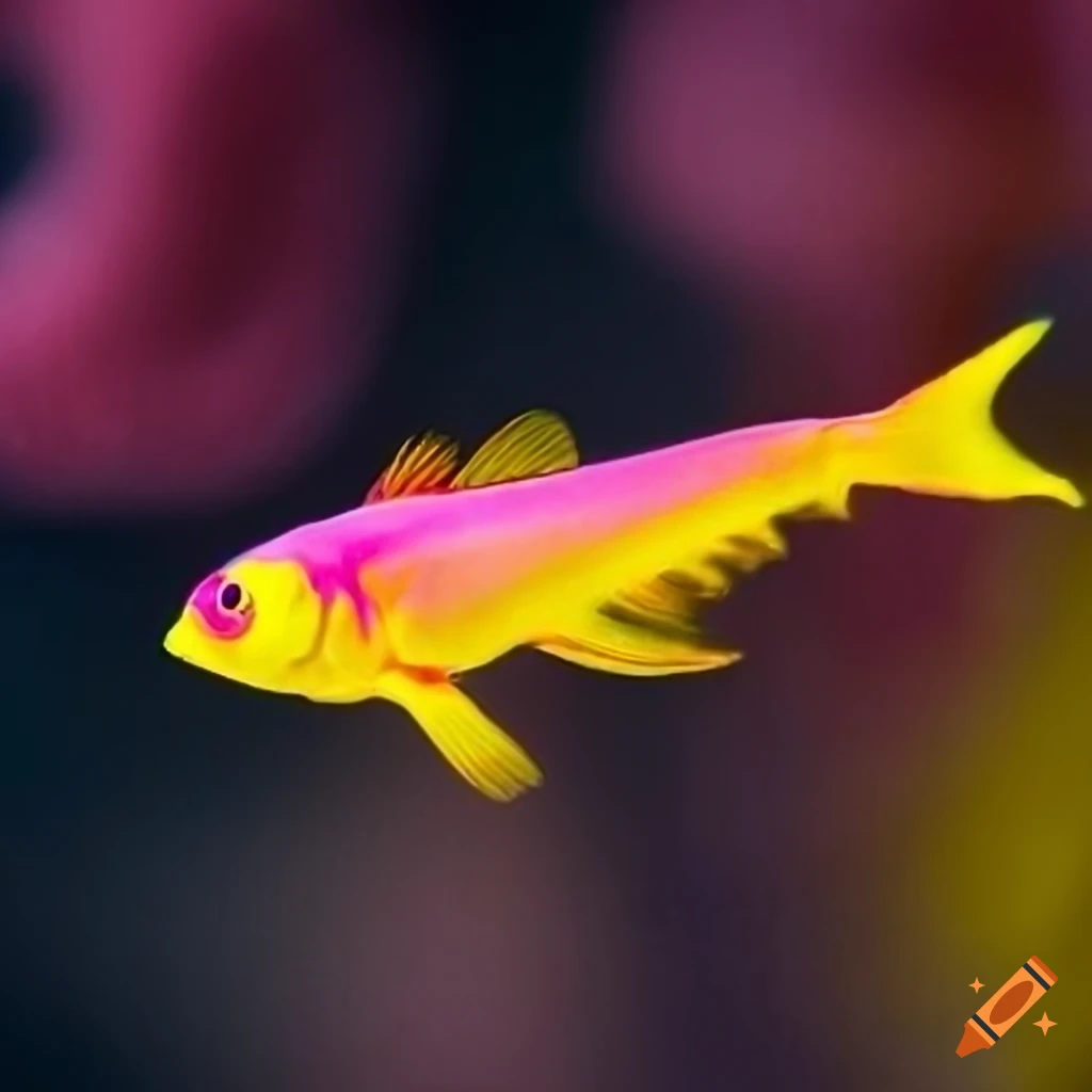 Vibrant pink and yellow neon fish on Craiyon