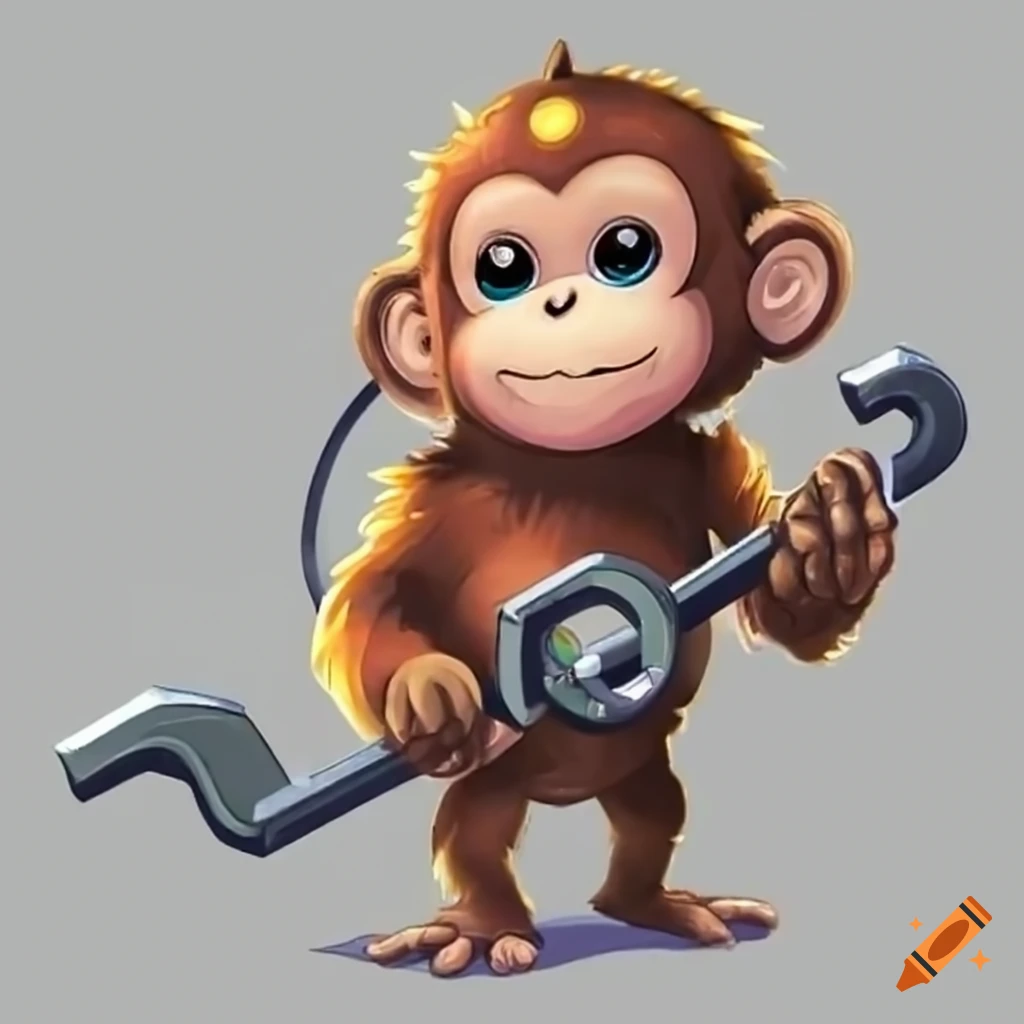 Mechanical baby monkey with a wrench on Craiyon