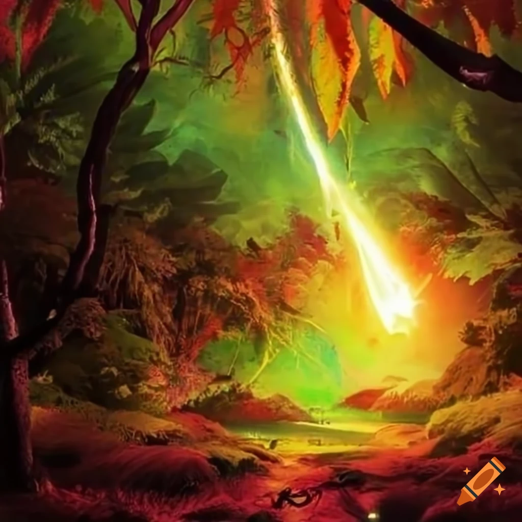 Meteor falling in the jungle on Craiyon