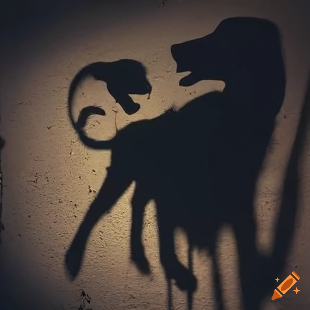 Silhouettes of animals reflecting on a wall on Craiyon