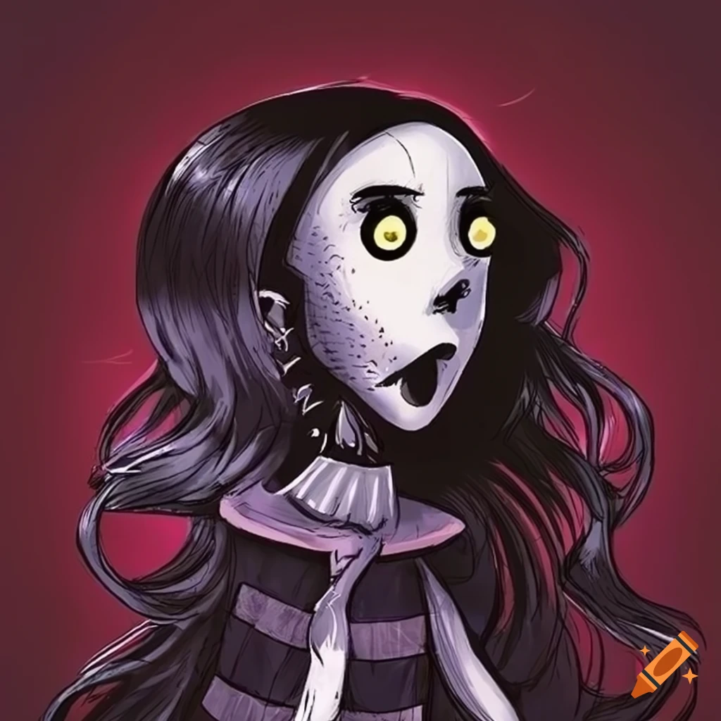 Illustration of emily the strange in a mysterious comic style on Craiyon