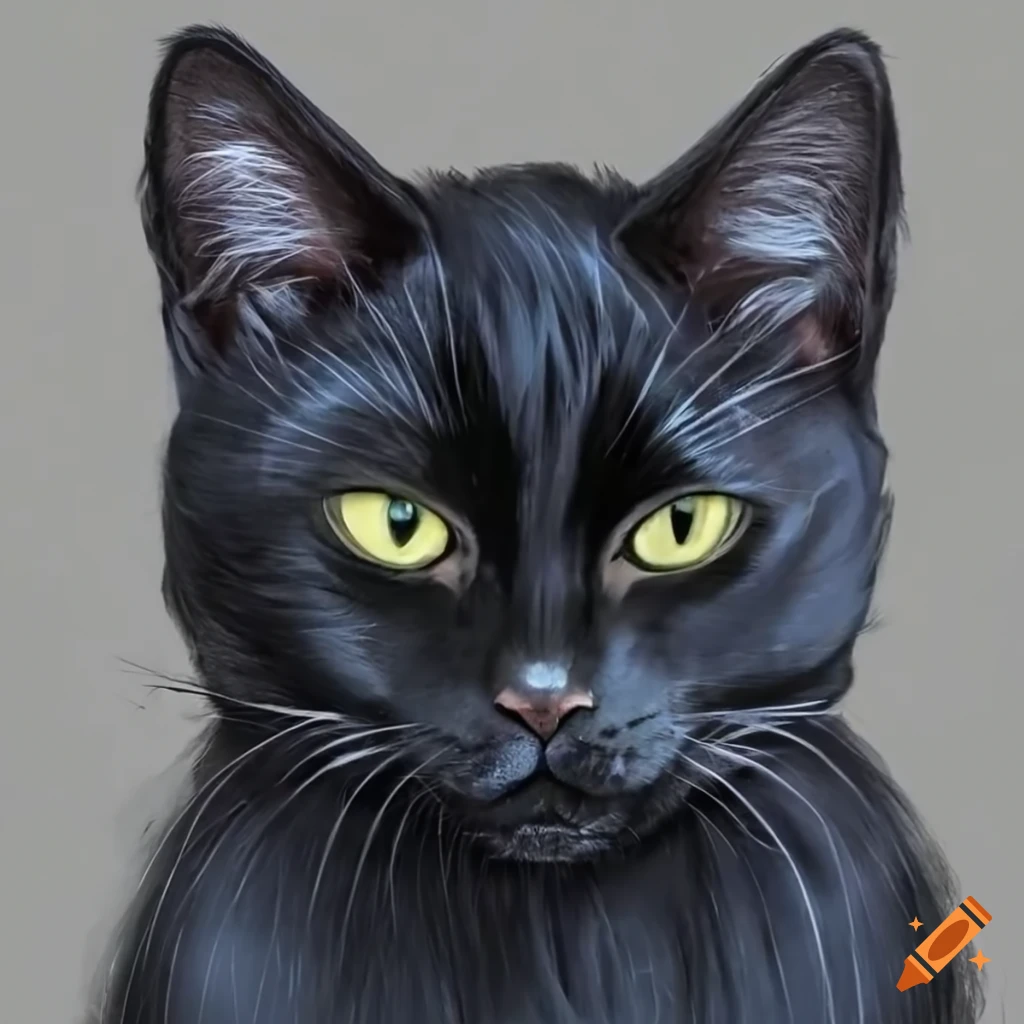 Portrait of a beautiful black cat on Craiyon