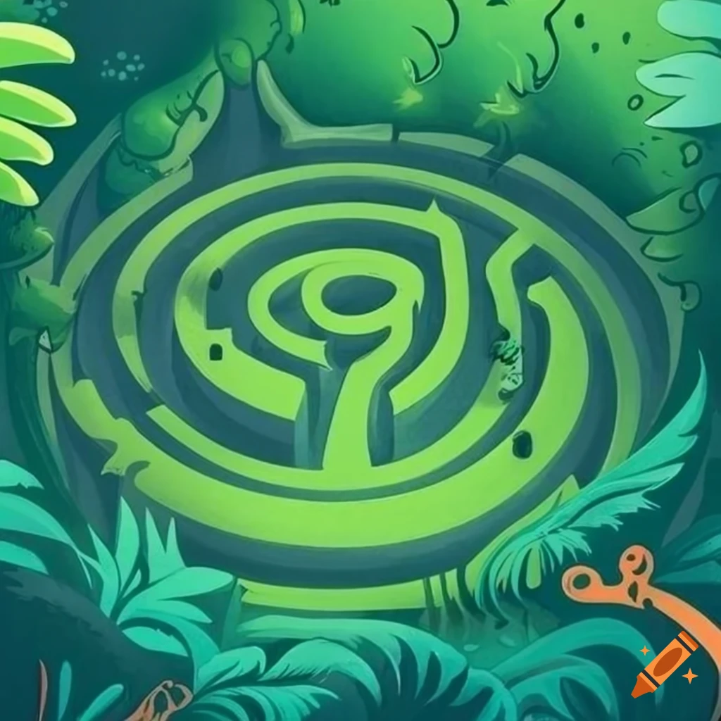 Detailed isometric ink magical fantasy forest maze on Craiyon