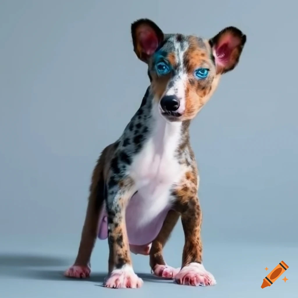 Three playful merle basenji dogs on Craiyon