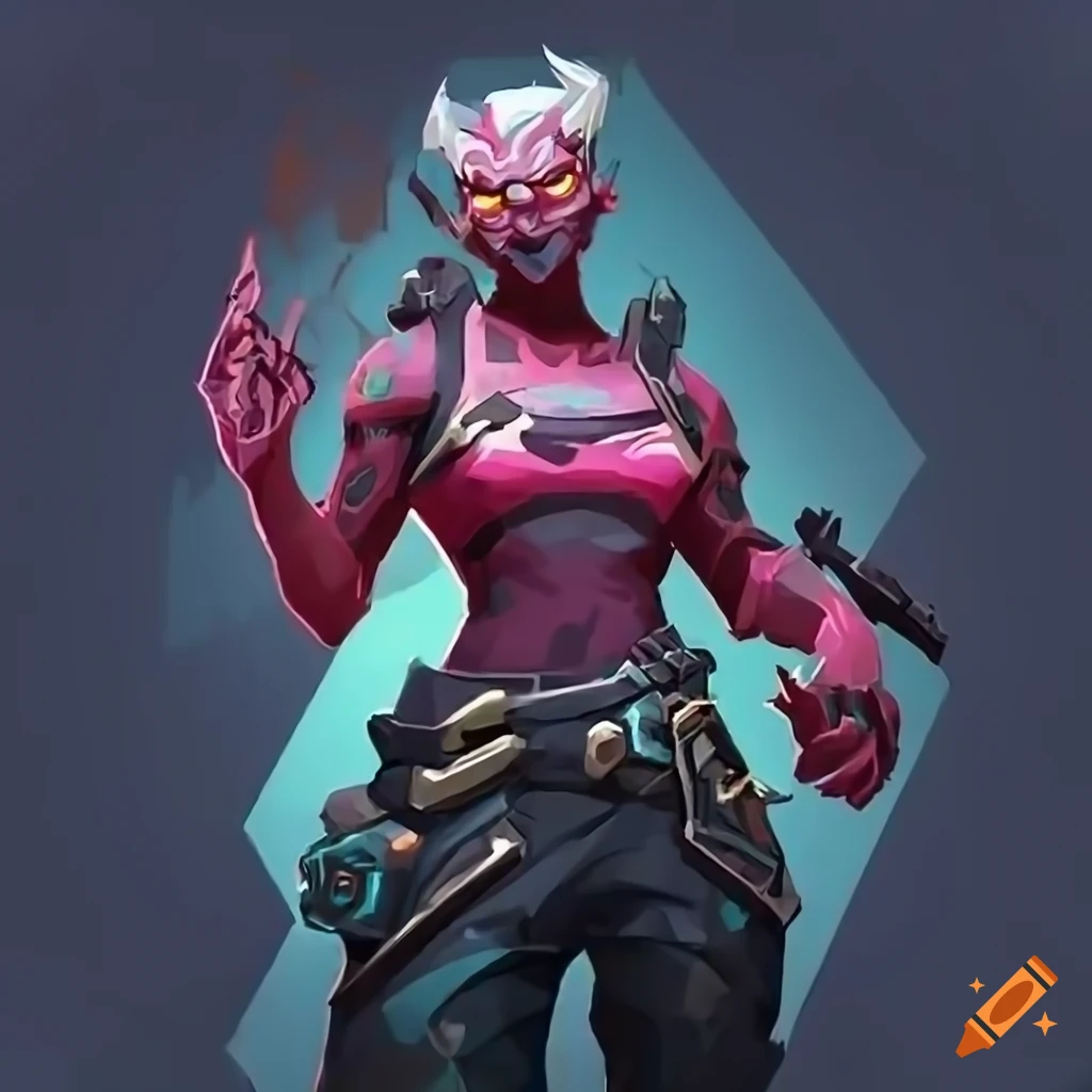 Oni themed valorant character on Craiyon