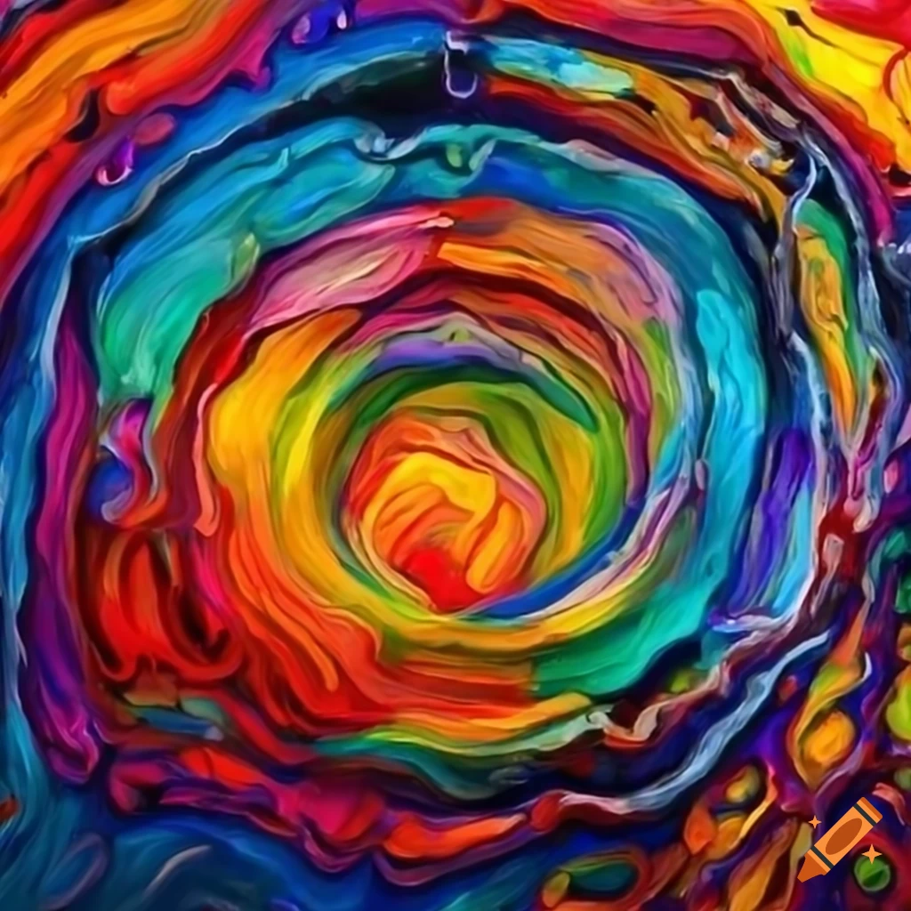 Colorful tree stump with distinct rings in a thick painting on Craiyon