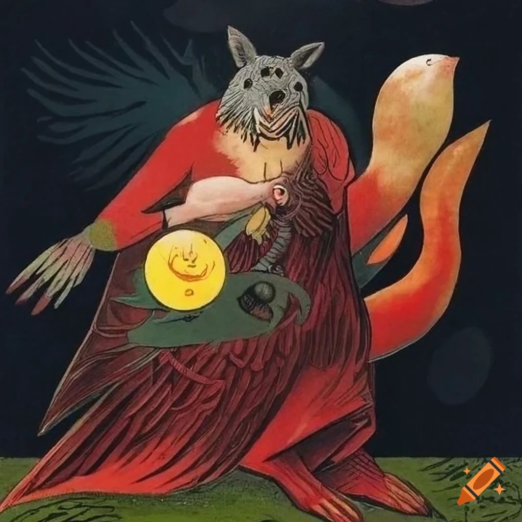 Artistic interpretation of "The Fool" Tarot Card with combined styles ...