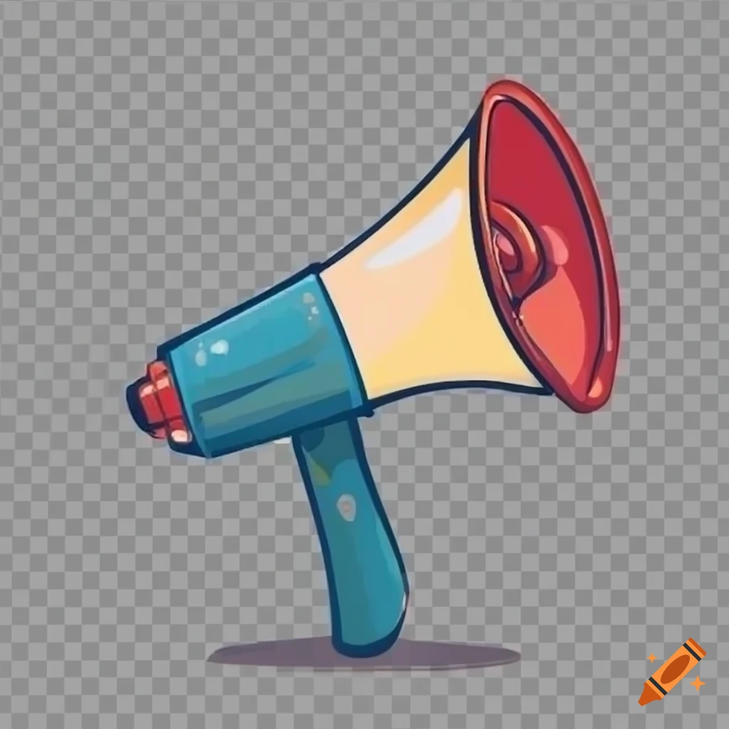 Cartoon megaphone on a transparent background on Craiyon