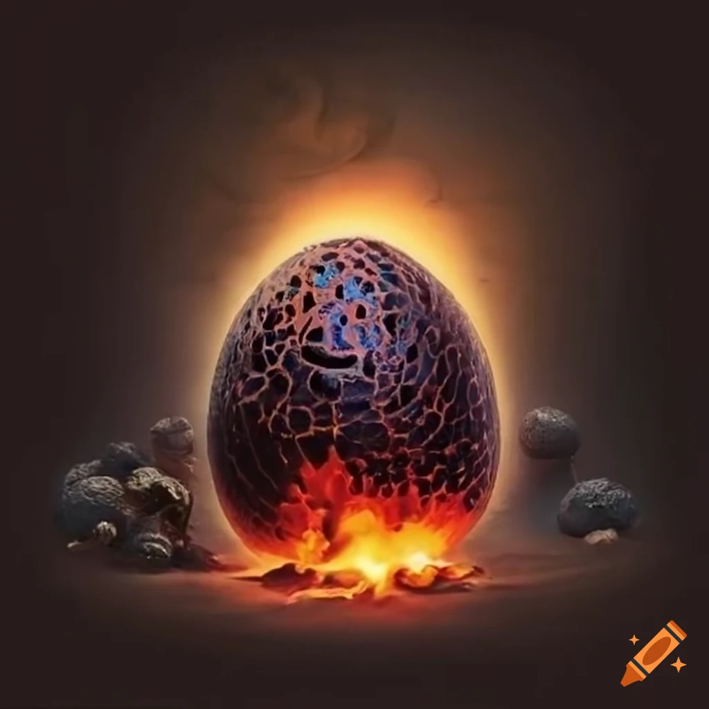 Dragon egg surrounded by explosion on Craiyon