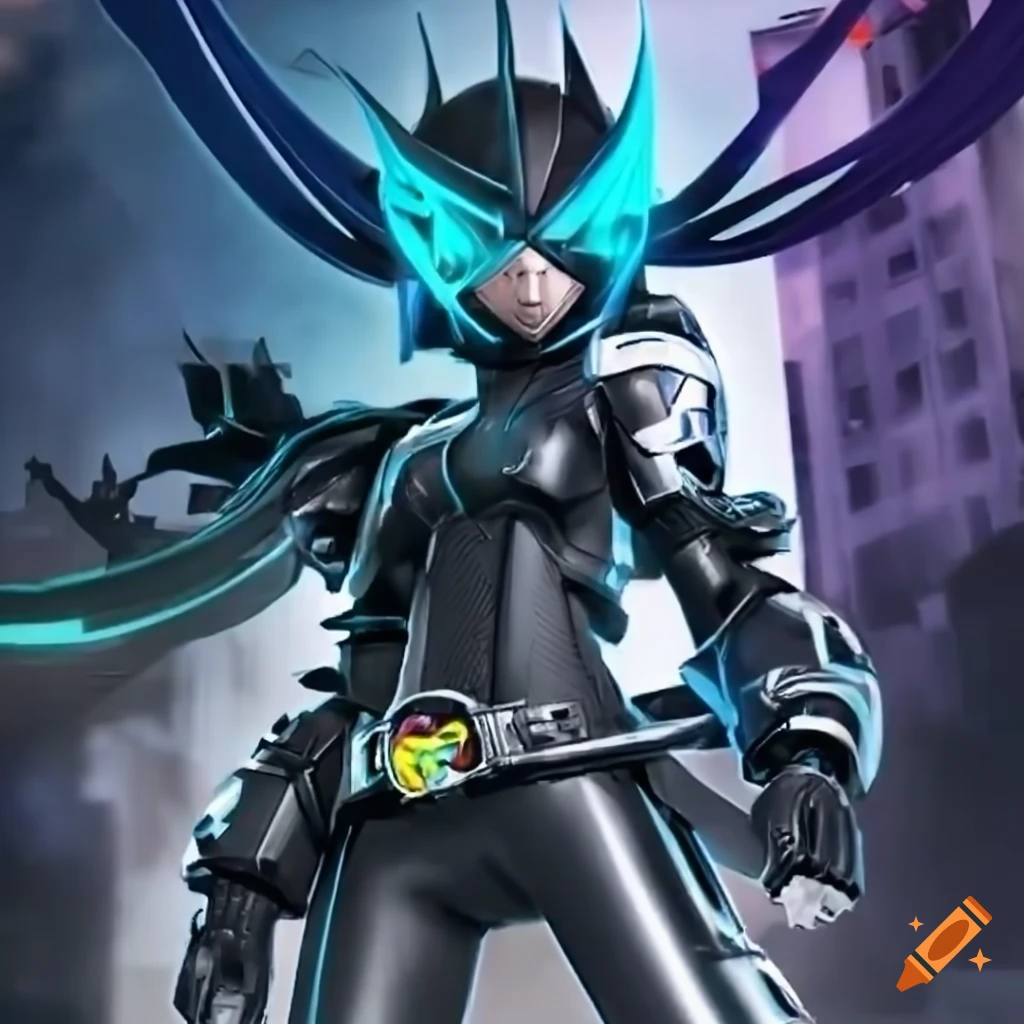 Detailed tokusatsu kamen rider black rock shooter on Craiyon