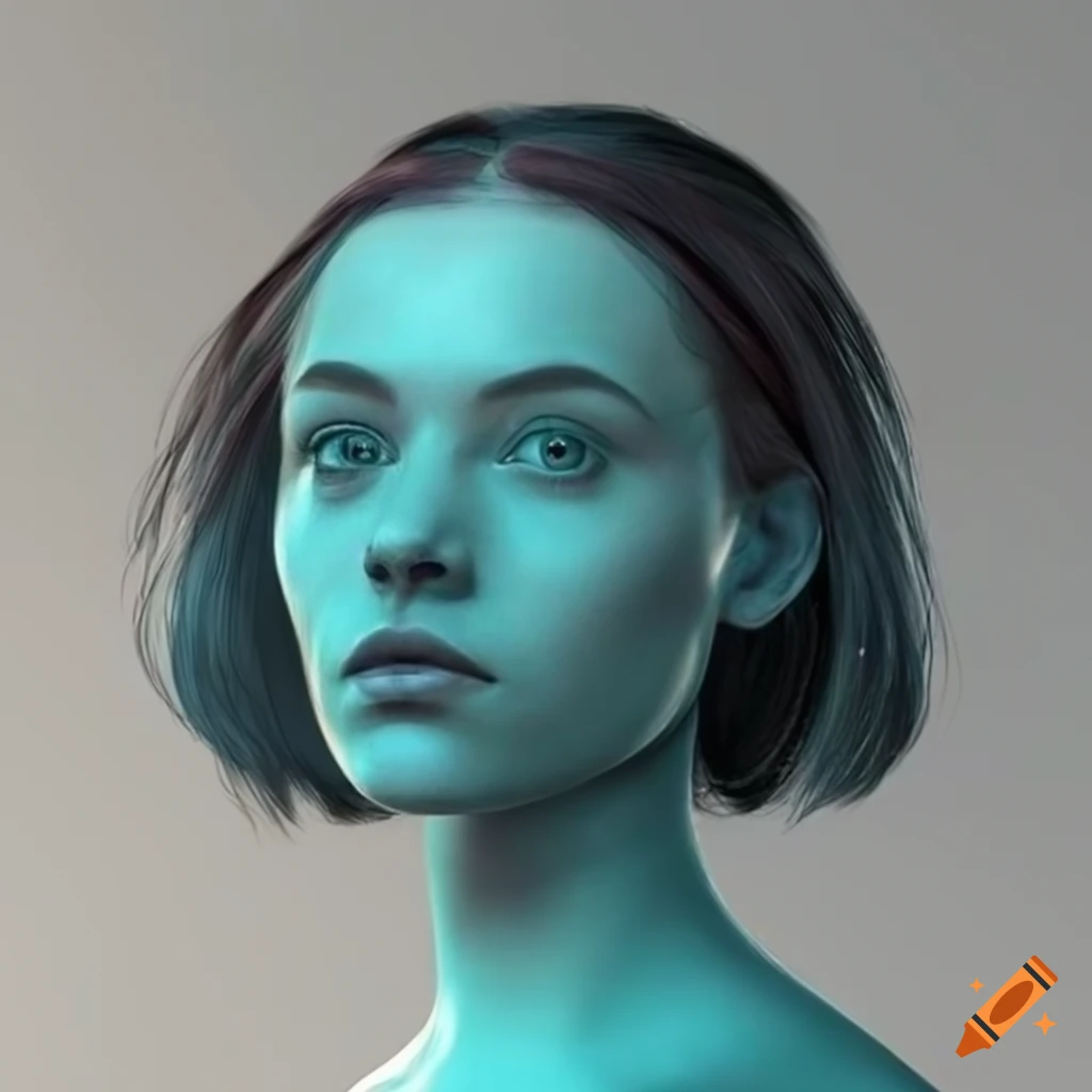 Teal 3d crop top on a rounded model in gregory crewdson style on Craiyon