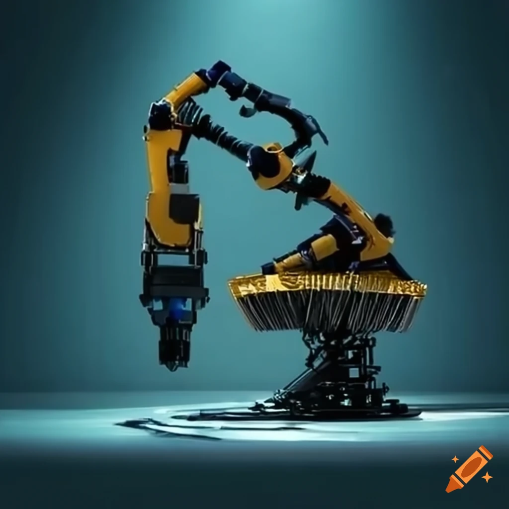 Robotic self-building machine with wires sticking out on Craiyon