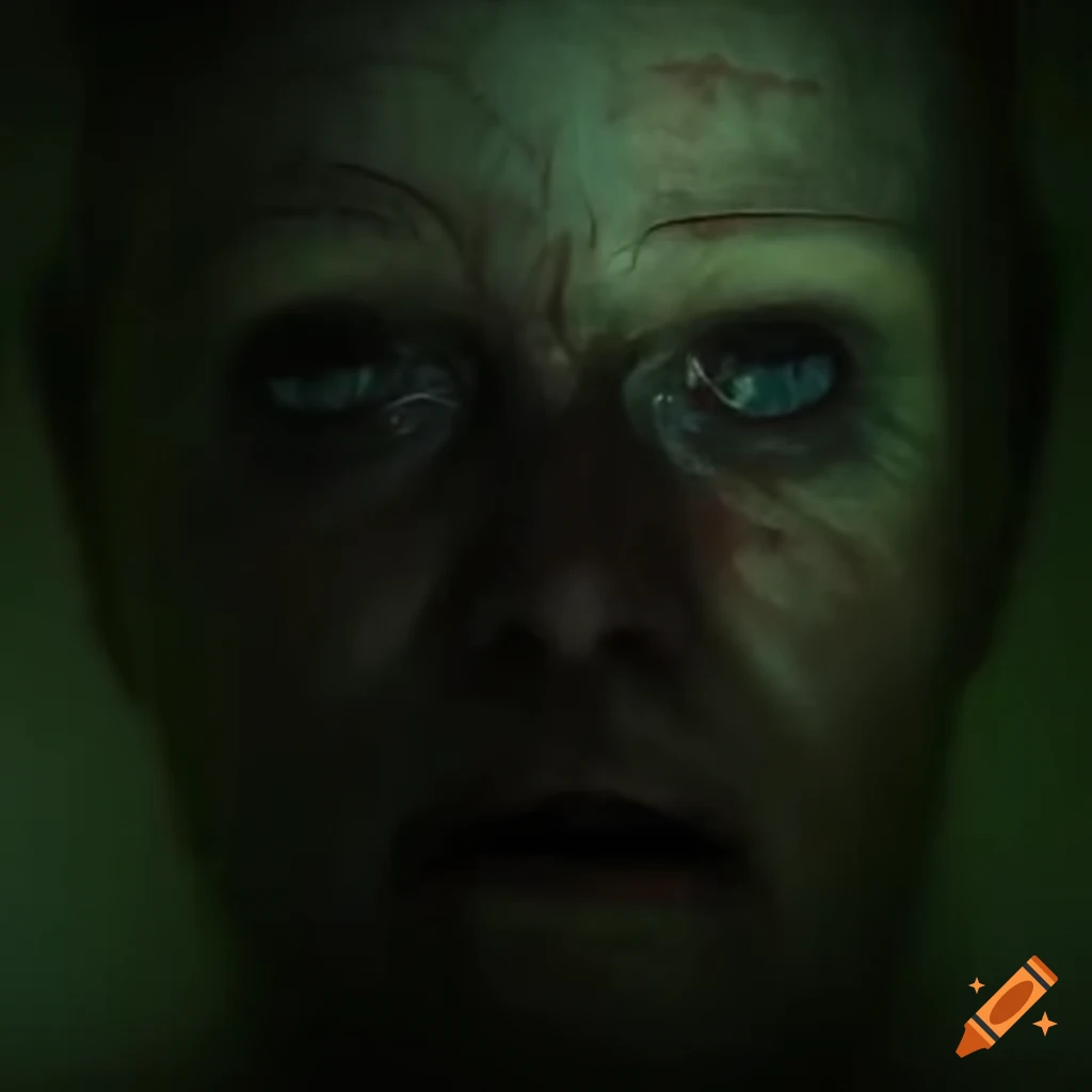 Uncanny valley genetic memory of a man's face with horror filter on Craiyon