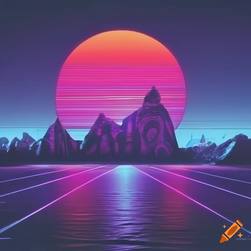 Synthwave 80s retro background on Craiyon