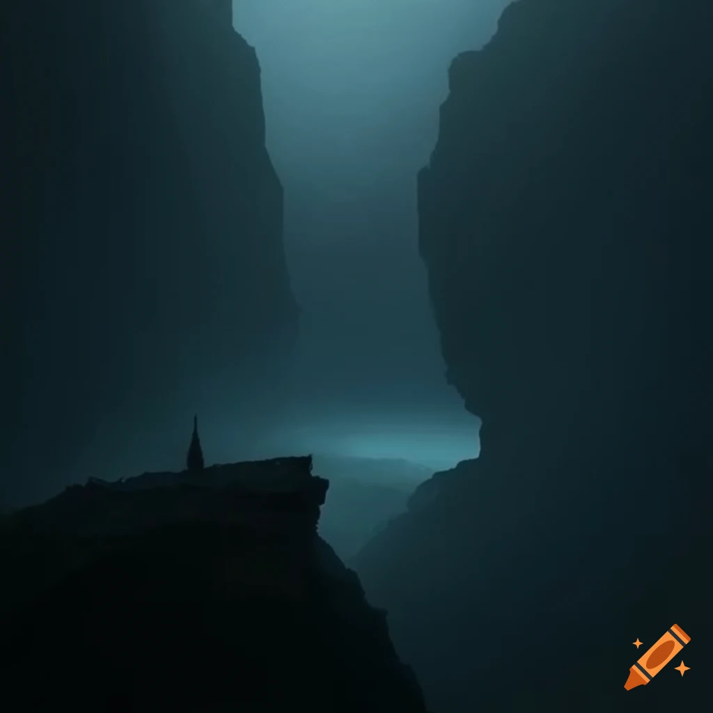 Lone cliff leading to dark abyss on Craiyon