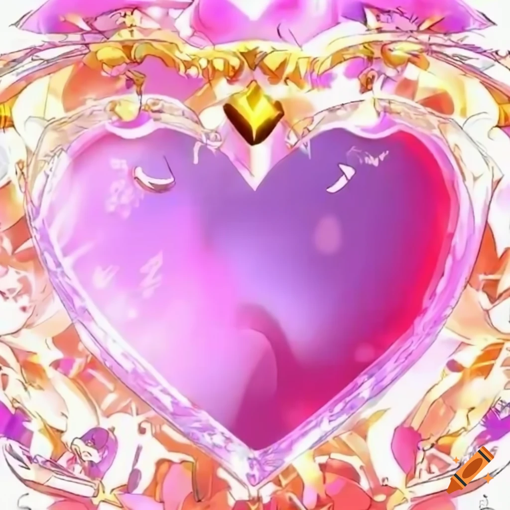 Shiny 3d heart with dazzling anime style and japanese text on Craiyon