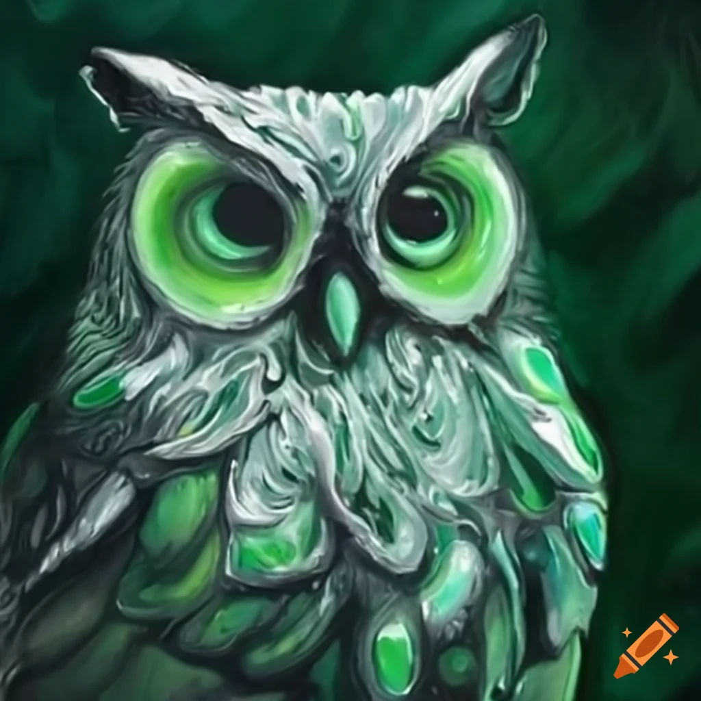 Owl mask made of green slime on Craiyon