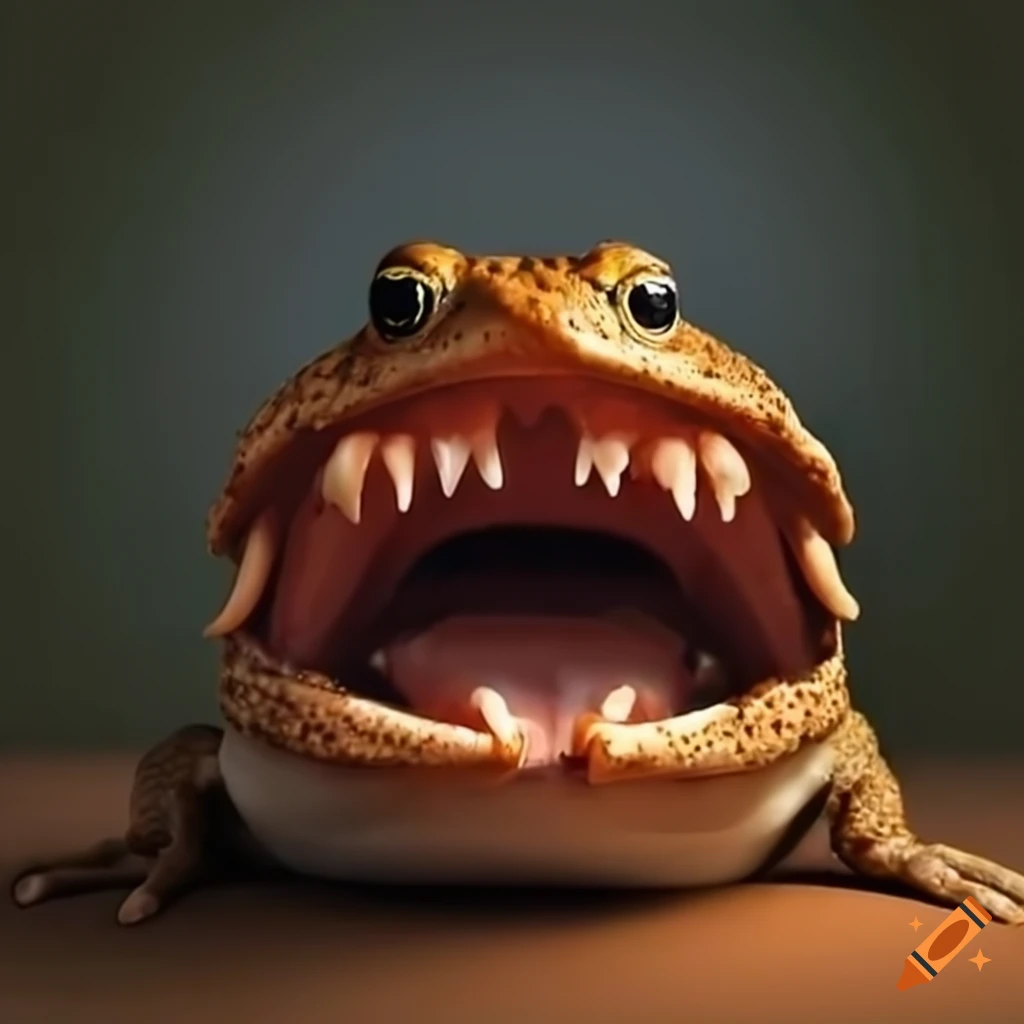 Living room inside a giant toad's mouth on Craiyon