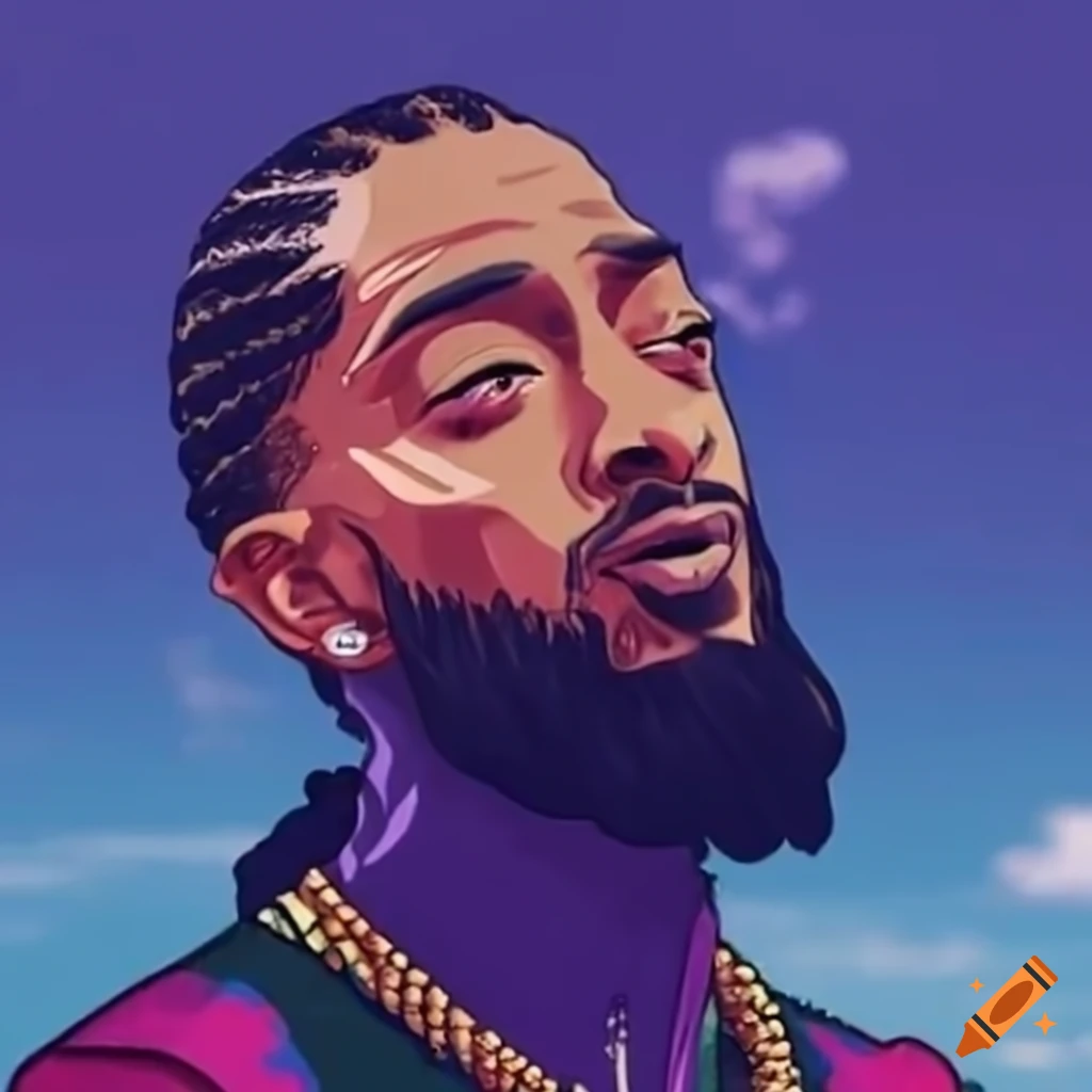 Portrait of rapper Nipsey Hussle standing on a rooftop overlooking the ...