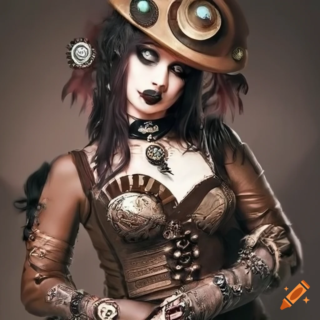Goth steampunk aesthetic on Craiyon