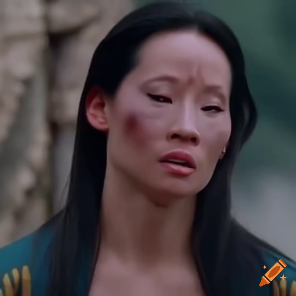 Lucy liu martial fighter in a bruised and wobbling state in a movie ...