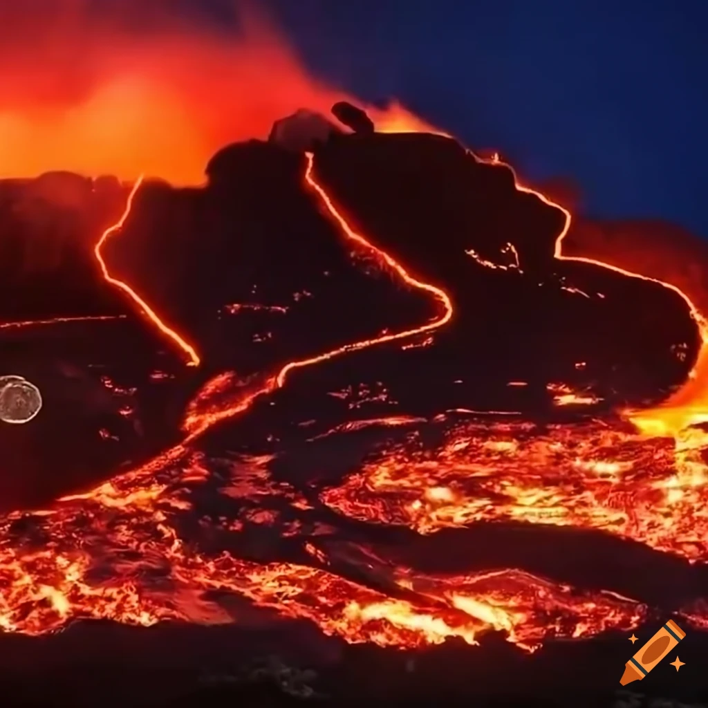 Volcano eruption with flowing lava and stunning effects on Craiyon