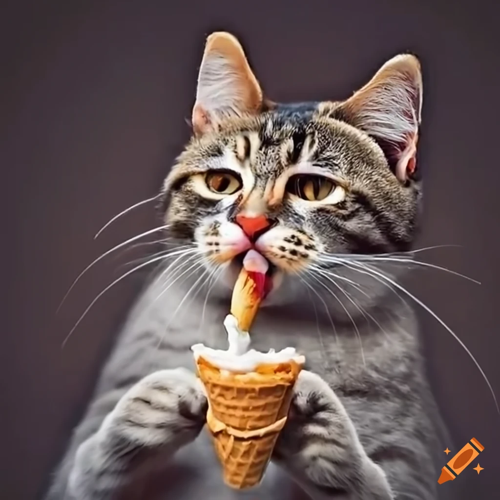 Cats enjoying ice-cream on Craiyon