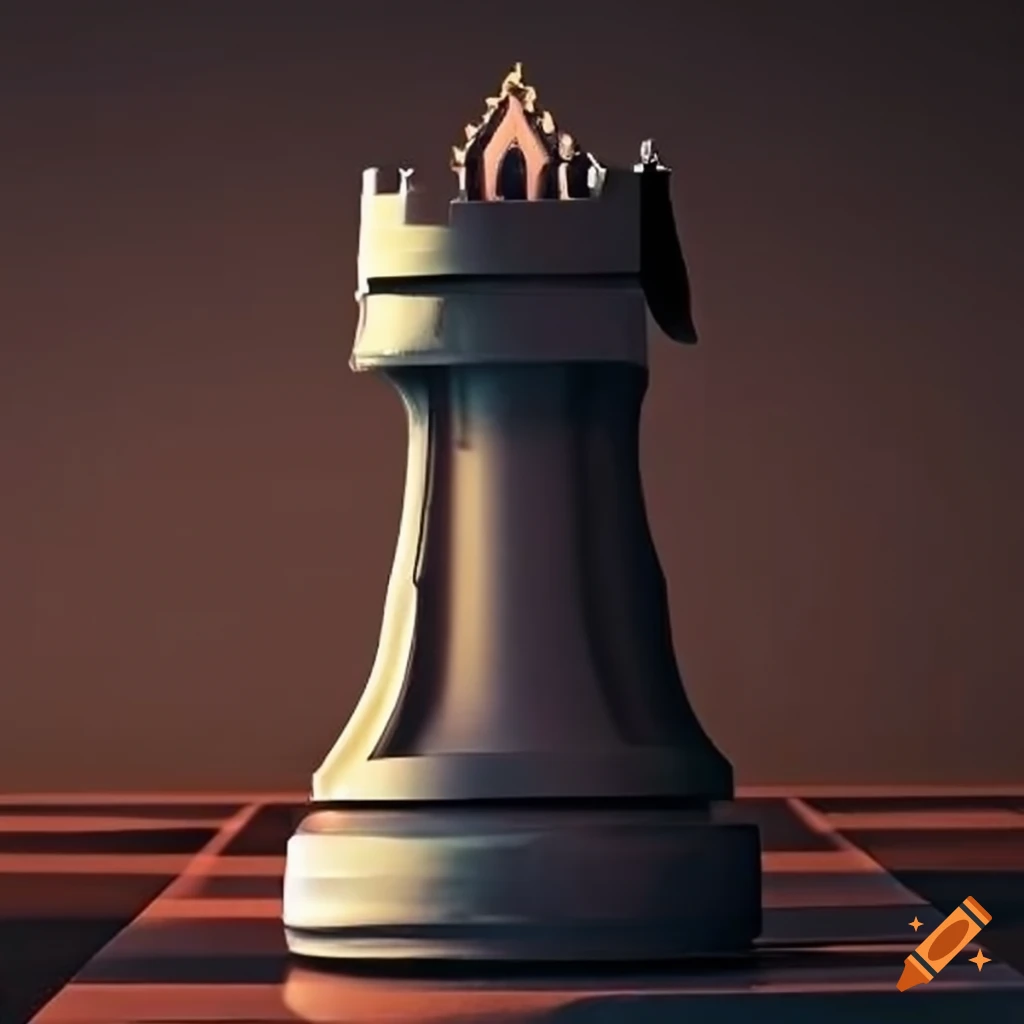 Sci-fi chess rook with a little castle top on Craiyon