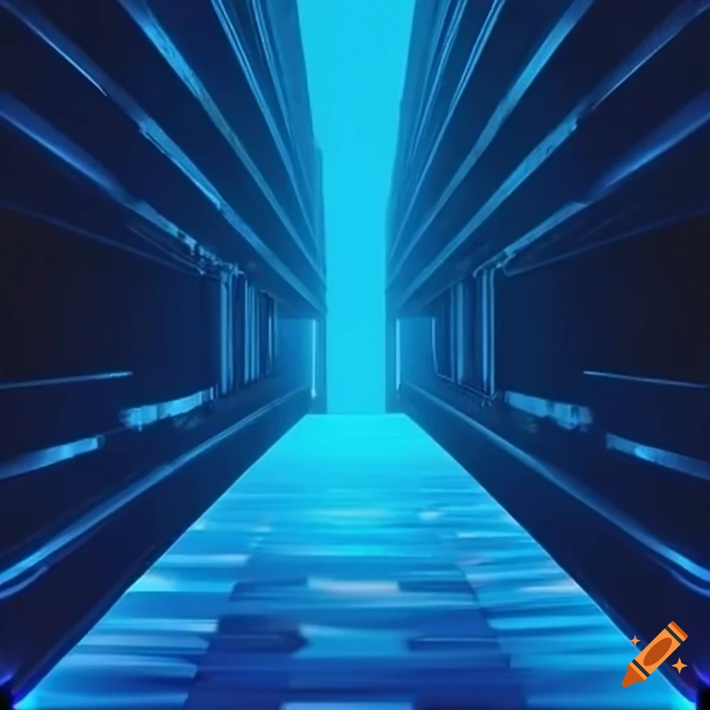 Futuristic blue tech image with silhouette of a man in the center on ...