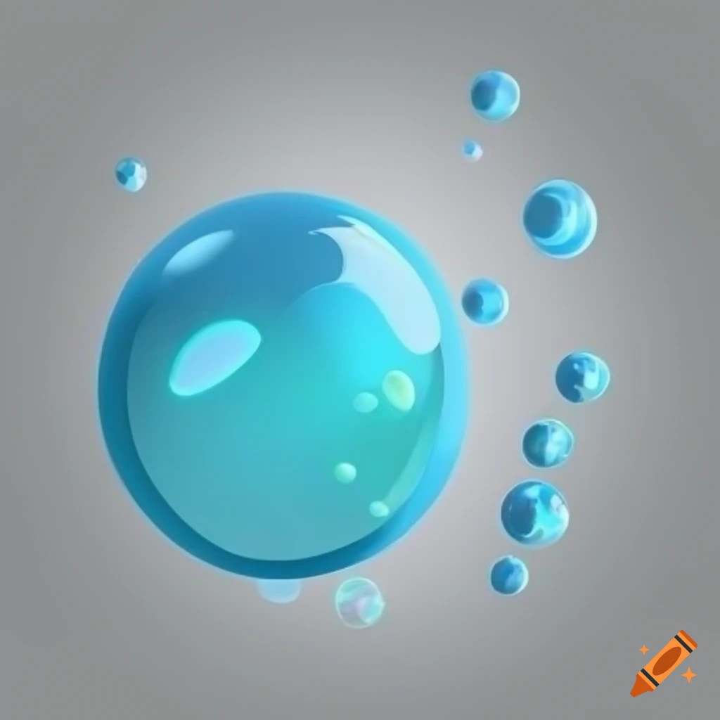 Cartoonish transparent bubbles and foam on white background on Craiyon