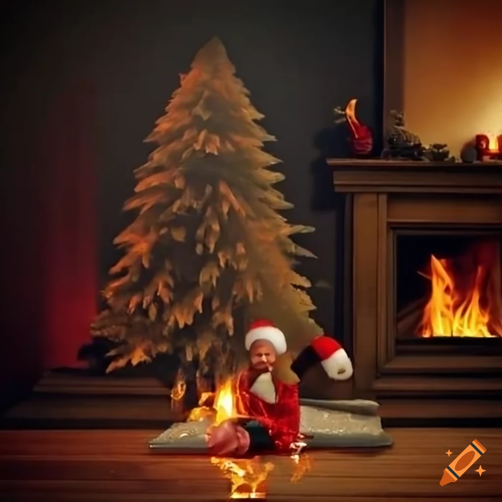 Kevin from Home Alone in a chaotic Christmas scene on Craiyon