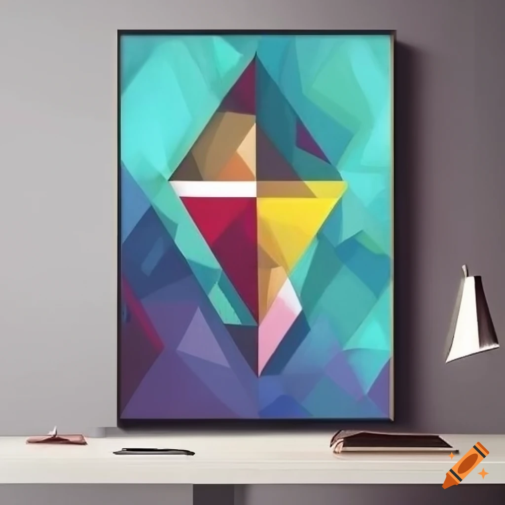 Abstract painting with geometric triangular figures on Craiyon