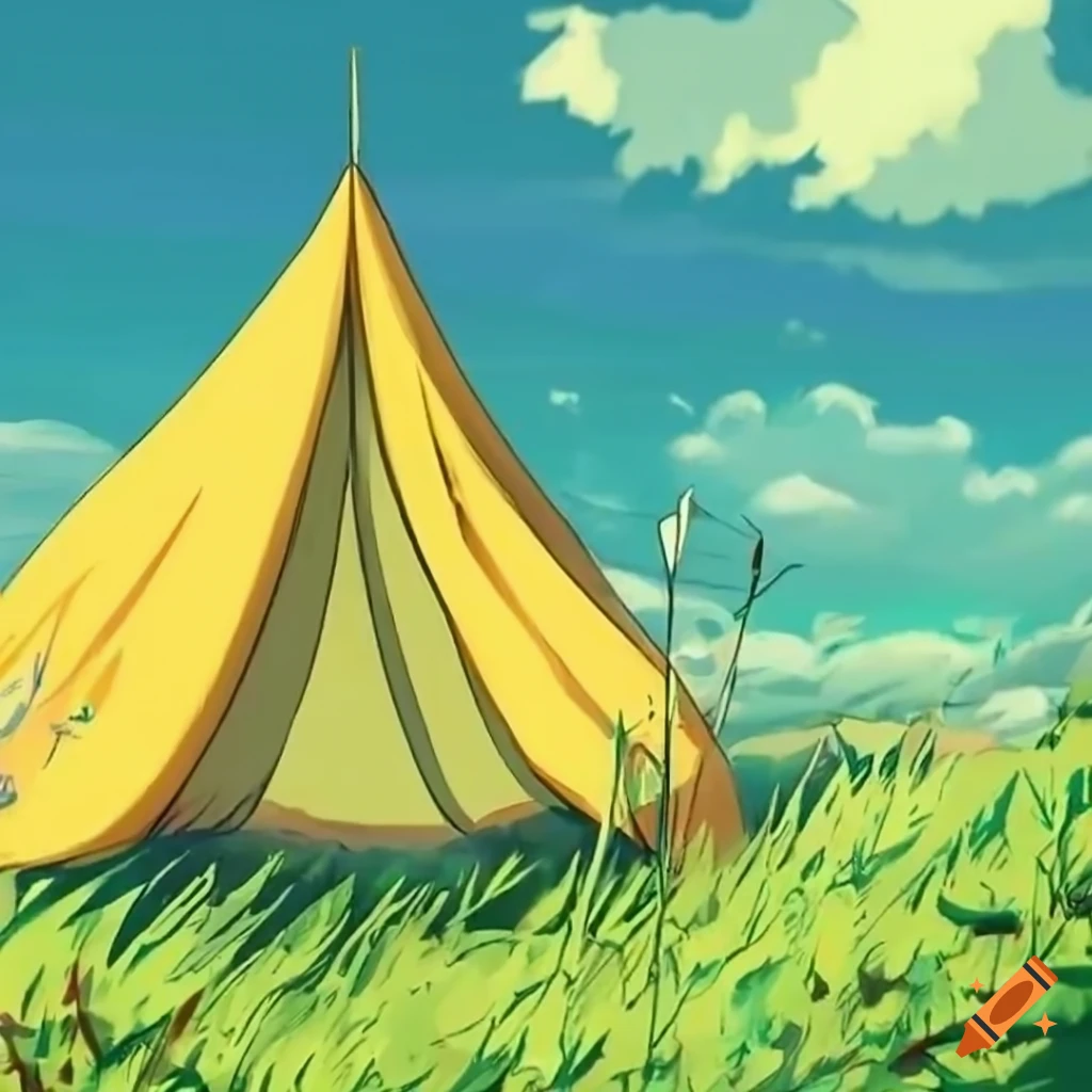 Studio ghibli inspired tent background drawing on Craiyon