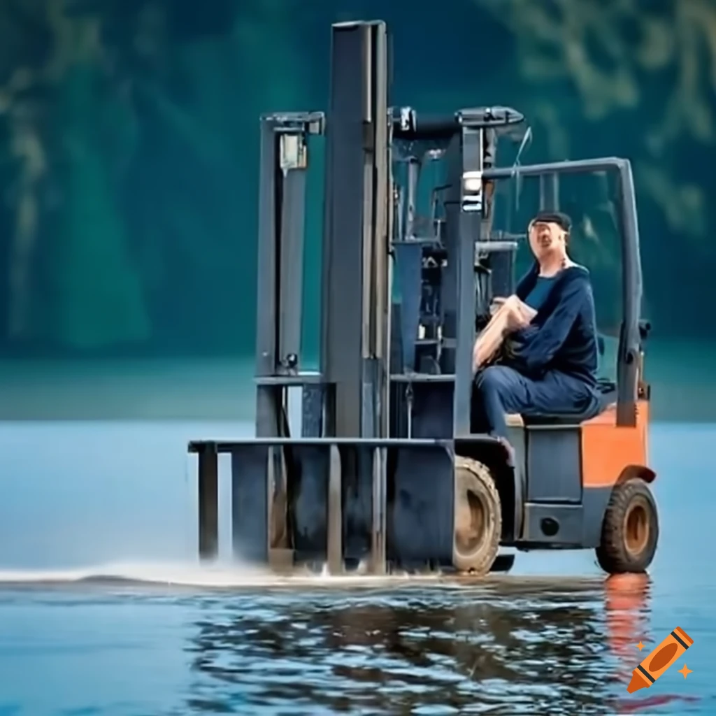 Forklift driving over water on Craiyon