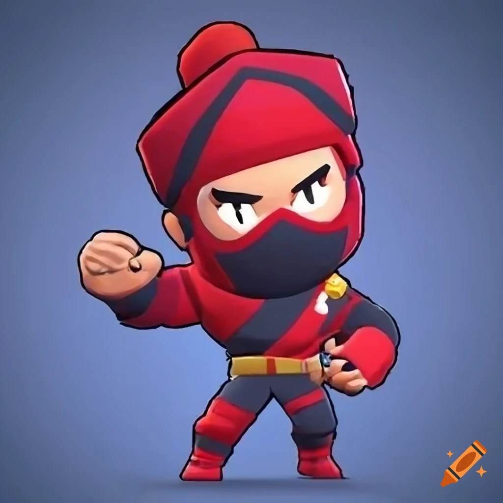 Red ninja character in brawl stars style on Craiyon