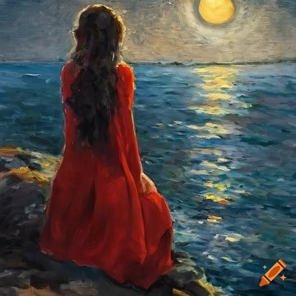 Monet's detailed oil painting of a rainy night with woman and flowing ...