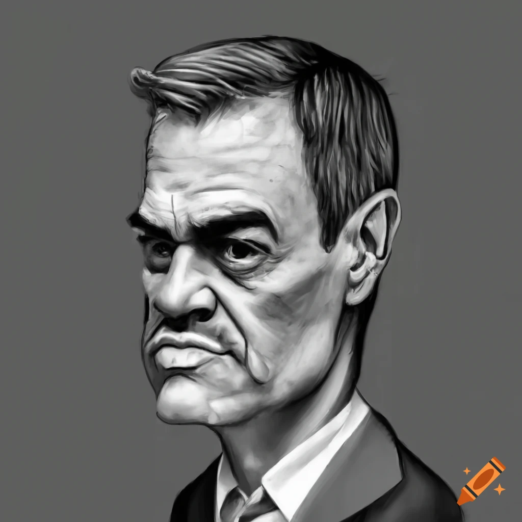 Caricature of Pedro Sánchez in dramatic black and white style by ...