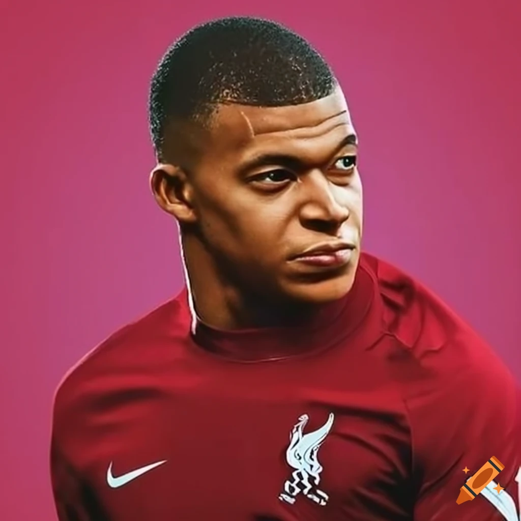 Mbappe in a liverpool fc jersey on Craiyon