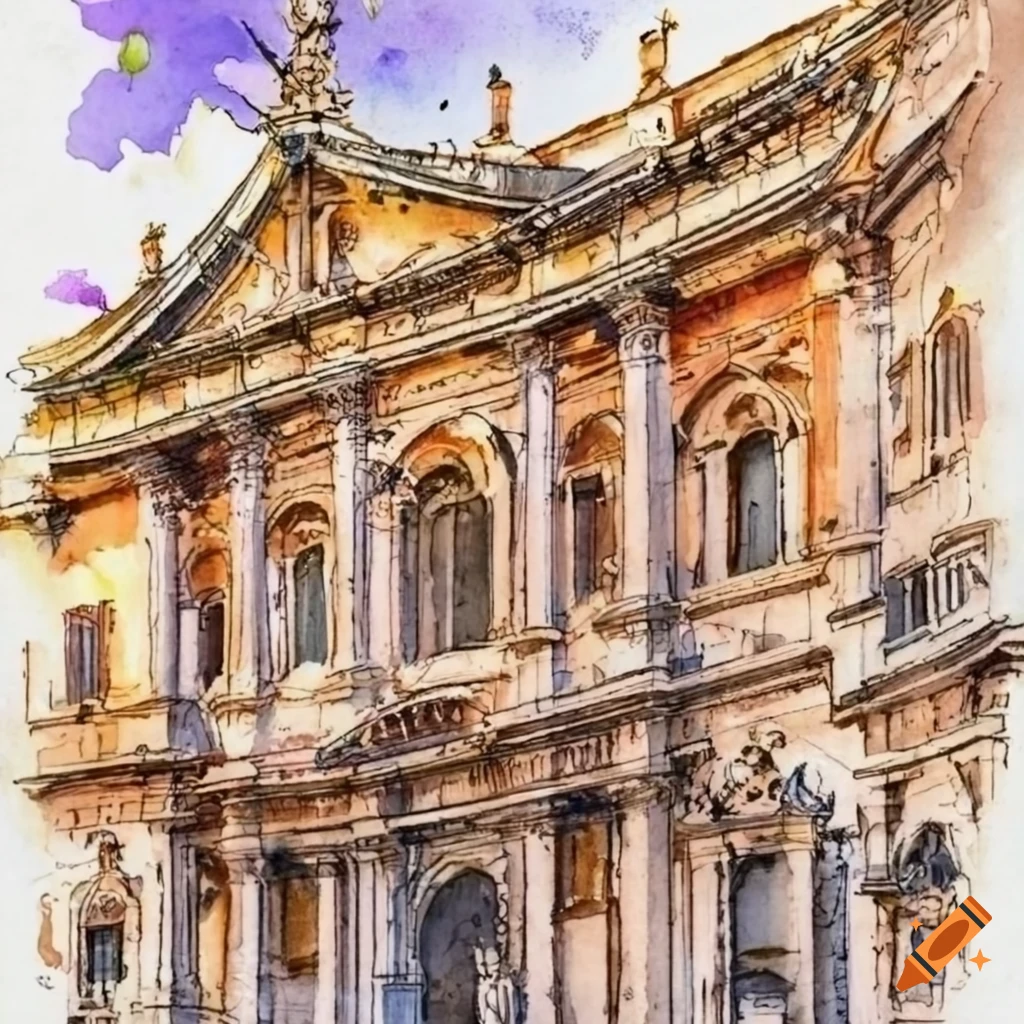 Beautiful and detailed watercolor painting of rome on Craiyon