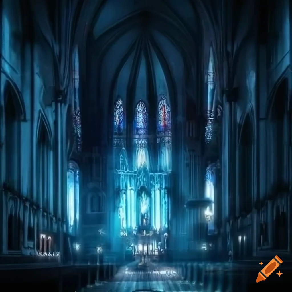 Extraterrestrial cathedral with a cross in a sci-fi space setting on ...