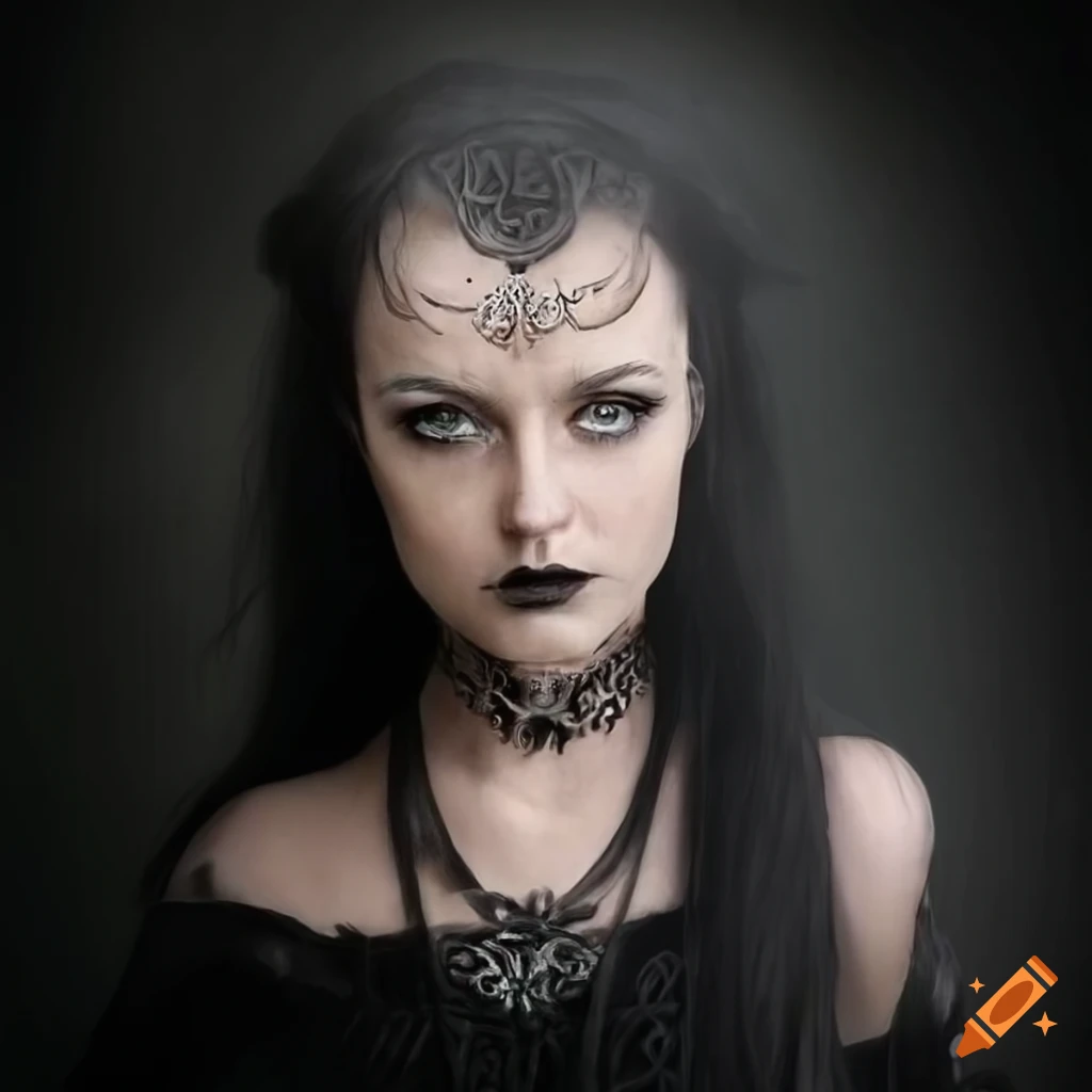 Hyper realistic portrait of a gothic celtic woman from medieval times on Craiyon